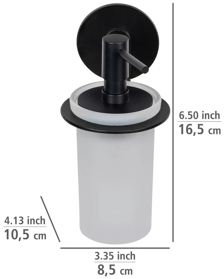 Matně černý samodržící skleněný dávkovač mýdla 150 ml Bivio – Wenko