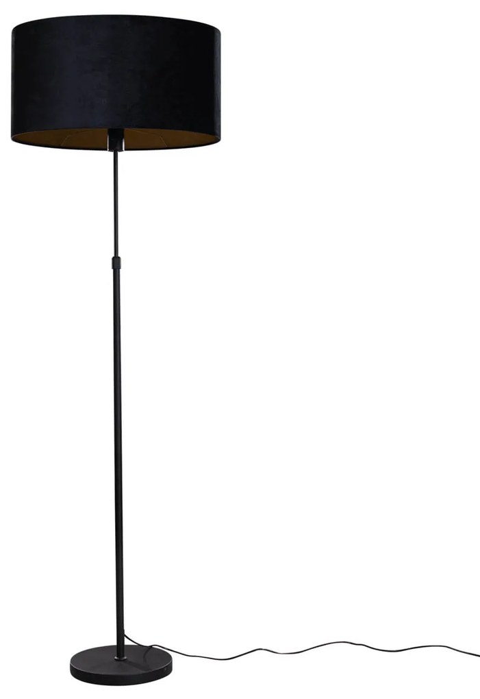 Stojací lampa černá s oválným sametovým stínítkem 50 cm - Parte