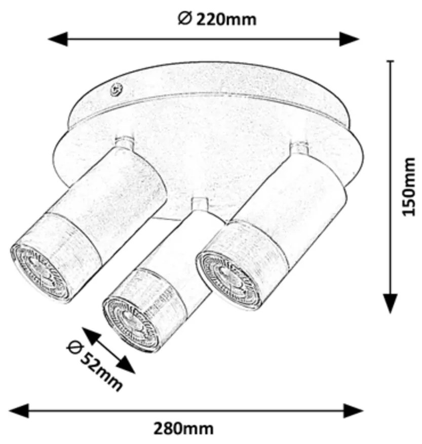 Rabalux ZIRCON 5071 stropní bodové svítidlo max. 3x5W | GU10 - černá, stříbrná