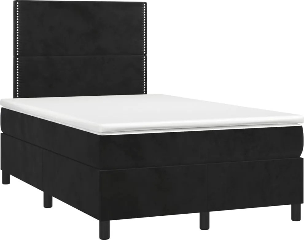 Box spring postel s matrací a LED černá 120x200 cm samet 3136055