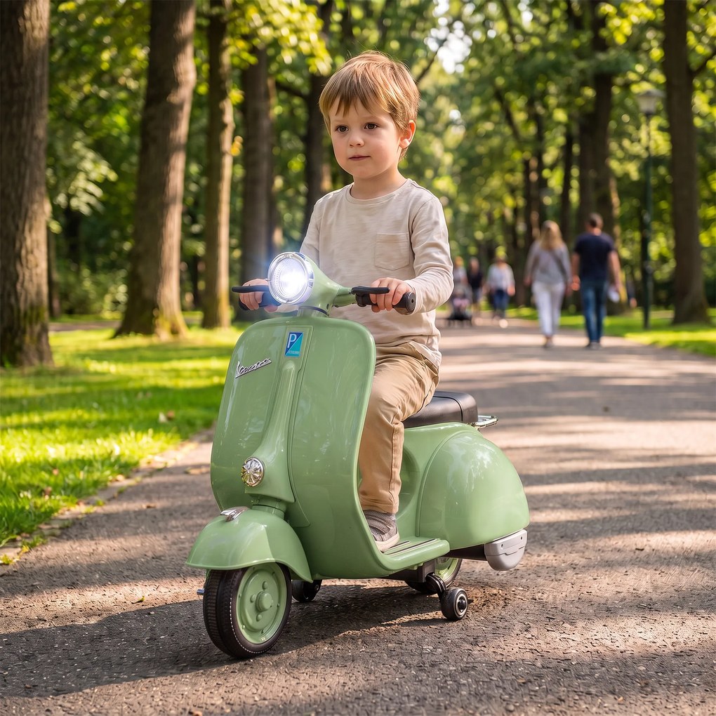 AIYAPLAY Elektrická motorka pro děti 6 V, elektrická motorka s pomocnými kolečky, lithiovou baterií, měkkým startem, hudbou, USB světlem a houkačkou …