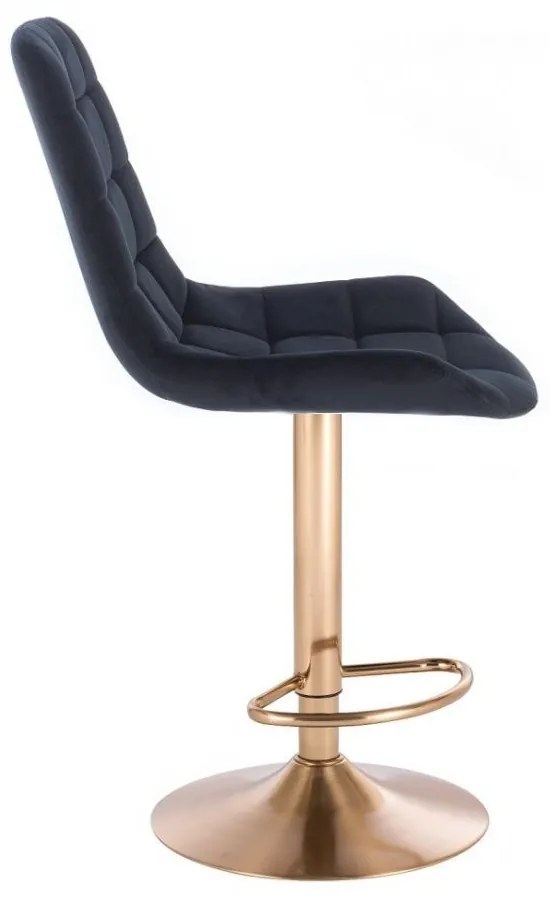 LuxuryForm DESIGN Barová židle PARIS VELUR na zlaté kulaté podstavě - černá