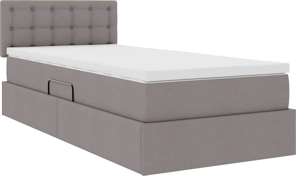 Postel s úložným prostorem a matrací Taupe 100 x 200 cm Samet 3370617