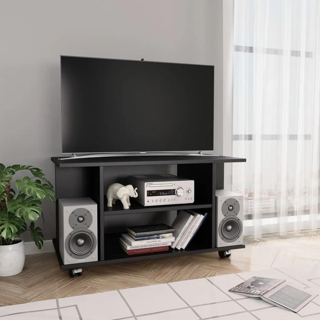 800190 vidaXL TV stolek s kolečky černý 80 x 40 x 40 cm dřevotříska