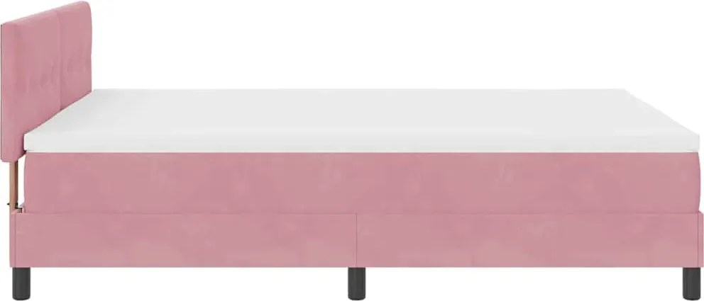 Postel s boxspringem s čelo Růžová 140 x 190 cm samet 3339175