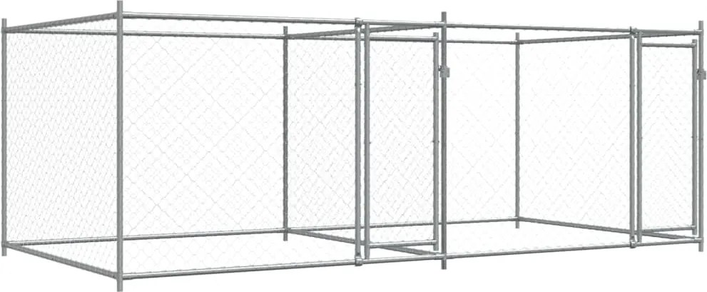 Klec pro psy s dvířky šedá 4 x 2 x 1,5 m pozinkovaná ocel 3209573