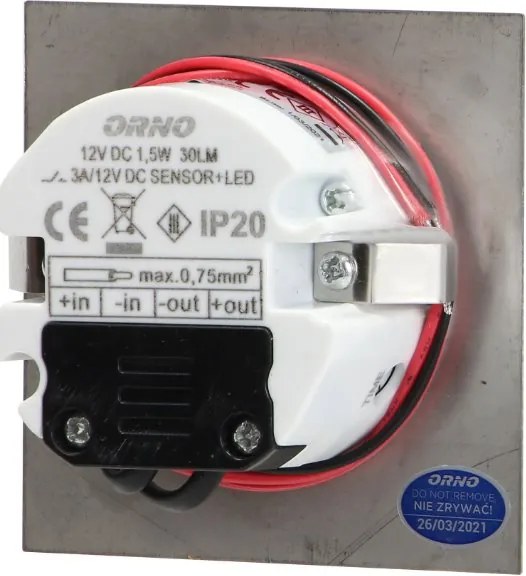 Zapuštěné schodišťové orientační svítidlo ORNO TRACO LED OR-OS-6165LR3/N 12VDC, 1,5W, 30lm, 3000K, broušená ocel
