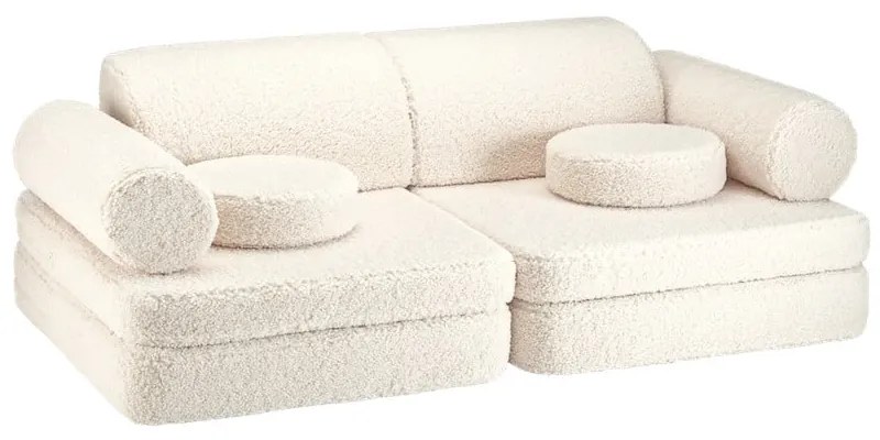 Krémová dětská pohovka z textilie bouclé 132 cm Settee – Wigiwama