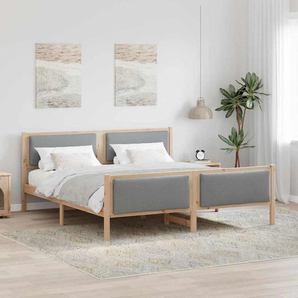Rám postele s čelo Světle šedá 200 x 200 cm textil 3394243