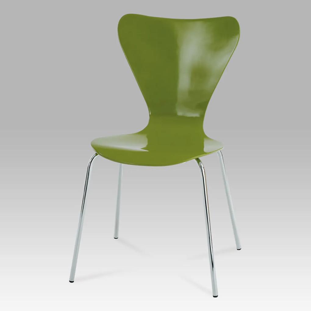 Artium Jídelní židle chrom / překližka zelená (lesk) - C-180-5 GRN