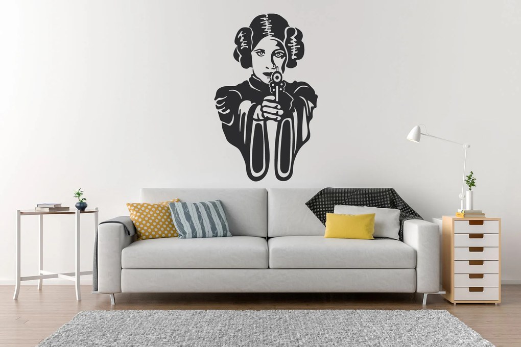 Lepy.cz Samolepka na zeď Star Wars - Princezna Leia Velikost (šířka x výška): 30x48cm, Barevná varianta: Bílá