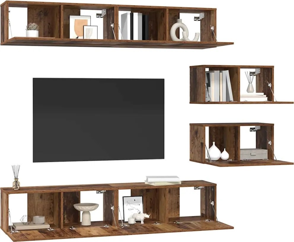 Sestava TV skříněk 6 ks Staré dřevo Kompozitní dřevo 3393159