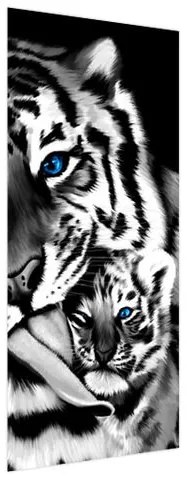 Samolepící fólie na dveře Černobílý tygr a tygřík 95x205cm ND2574A_1GV