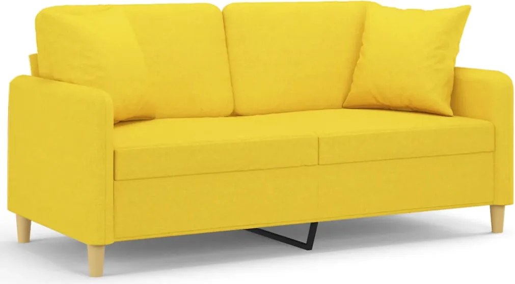 2místná pohovka s polštáři světle žlutá 140 cm textil 3200914