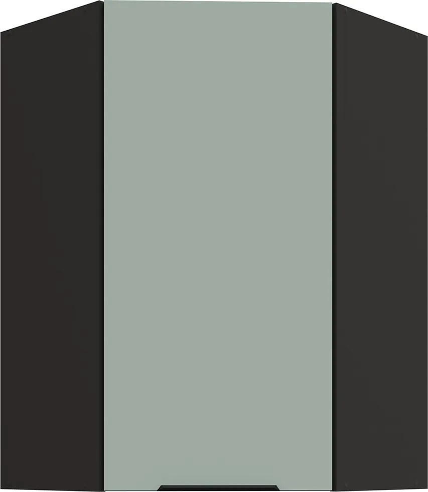 ARIA sc | horní kuchyňská skříňka 60x60 GN-90 1F (45°) rohová s policemi | 60x60 cm | VYSOKÁ | černá/aquamarine