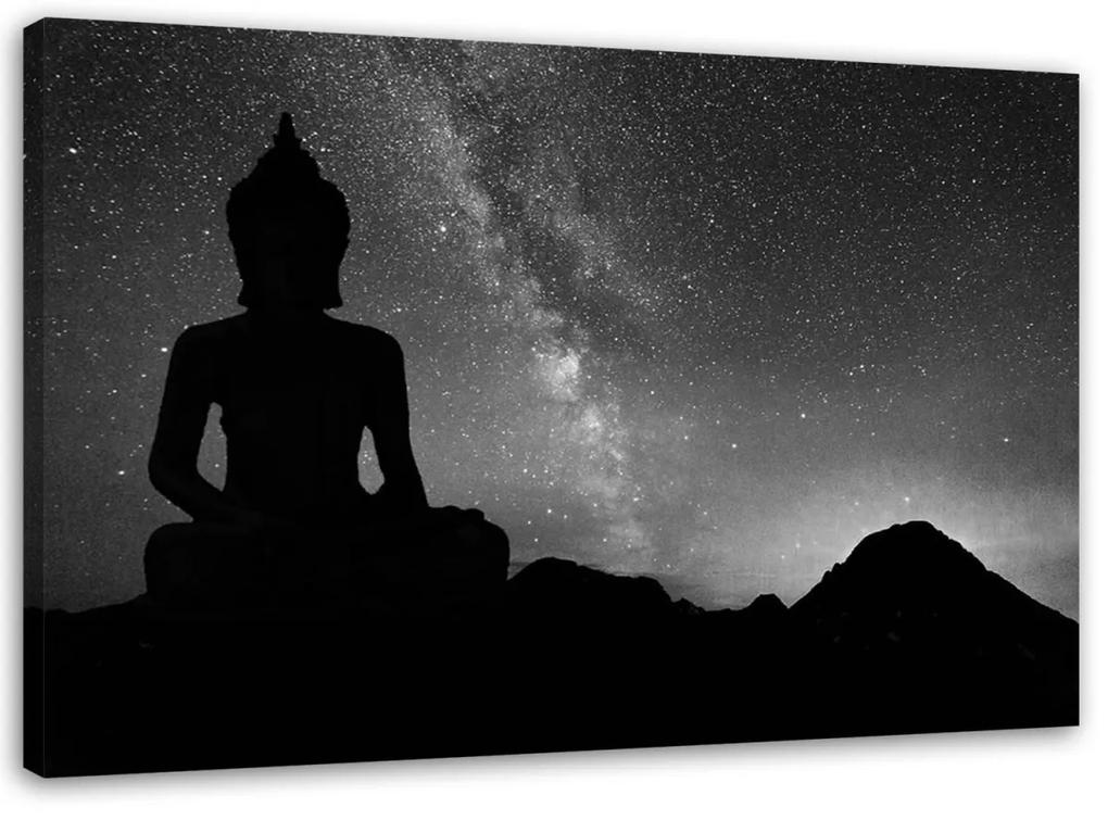 Obraz na plátně Buddhova polární záře černobílý - 60x40 cm