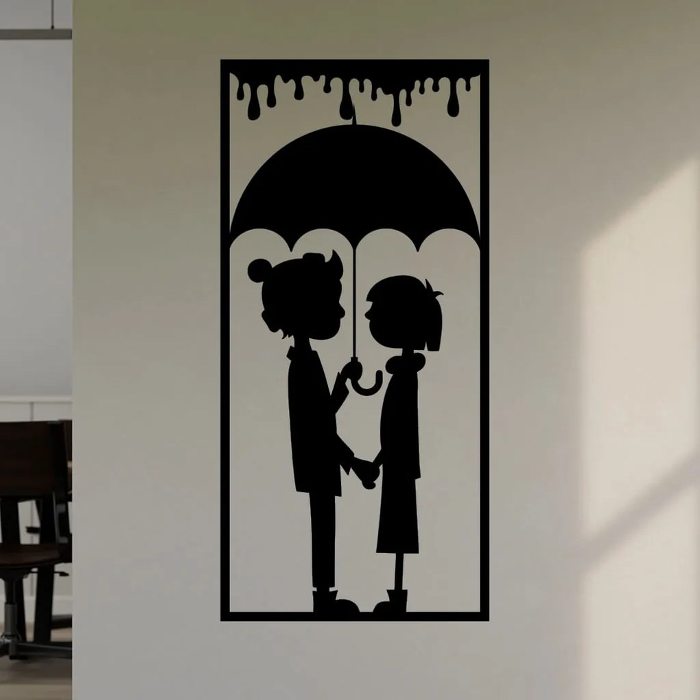 Živá Zeď Samolepka na zeď Děti v dešti Barva: černá, Velikost: 60 x 28 cm