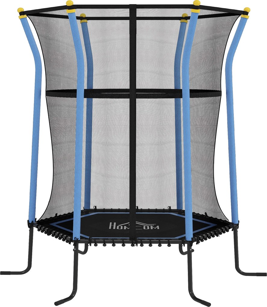 HOMCOM Dětská trampolína Ø163,5 cm, vnitřní trampolína s bezpečnostním síťovým krytem okraje gumové lano, dětská trampolína do 50 kg, pro děti 3-10 l…
