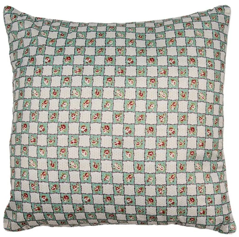 Béžovo-zelený povlak na polštář s květy Patchwork - 40*40 cm