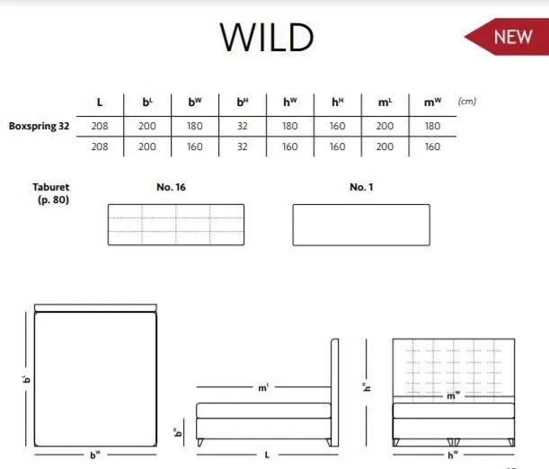 Materasso Manželská postel čalouněná WILD - bočnice ROZMĚR: 200 x 200 cm - ATYP
