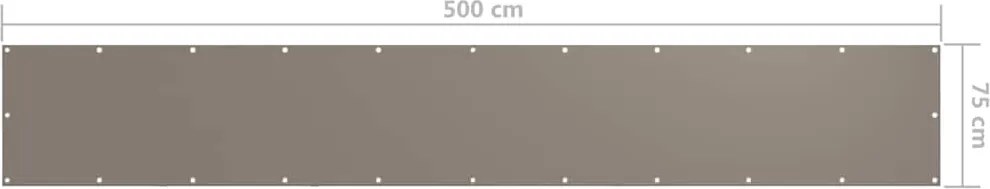 Balkónová zástěna taupe 75 x 500 cm oxfordská látka 134986