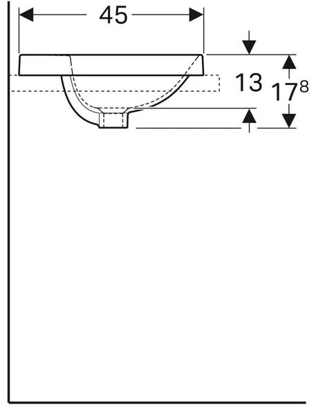 Geberit VariForm Zápustné umyvadlo 50 x 45 cm s přepadem, bílá 500.712.01.2