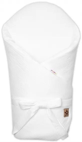 Mušelínová zavinovačka s výztuží na zavazování, Baby Nellys, 75x75cm, bílá