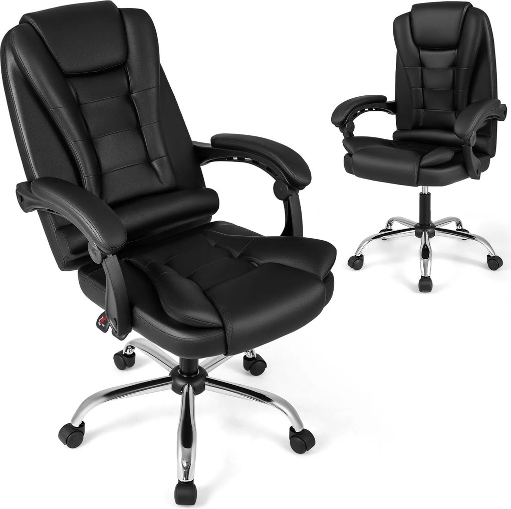 Costway Ergonomická manažerská židle s kolečky, nastavitelnou výškou – černý