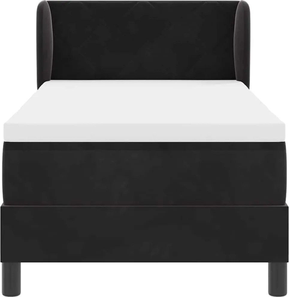 Postel s boxspringem s čelo Černá 80 x 200 cm samet 3340414