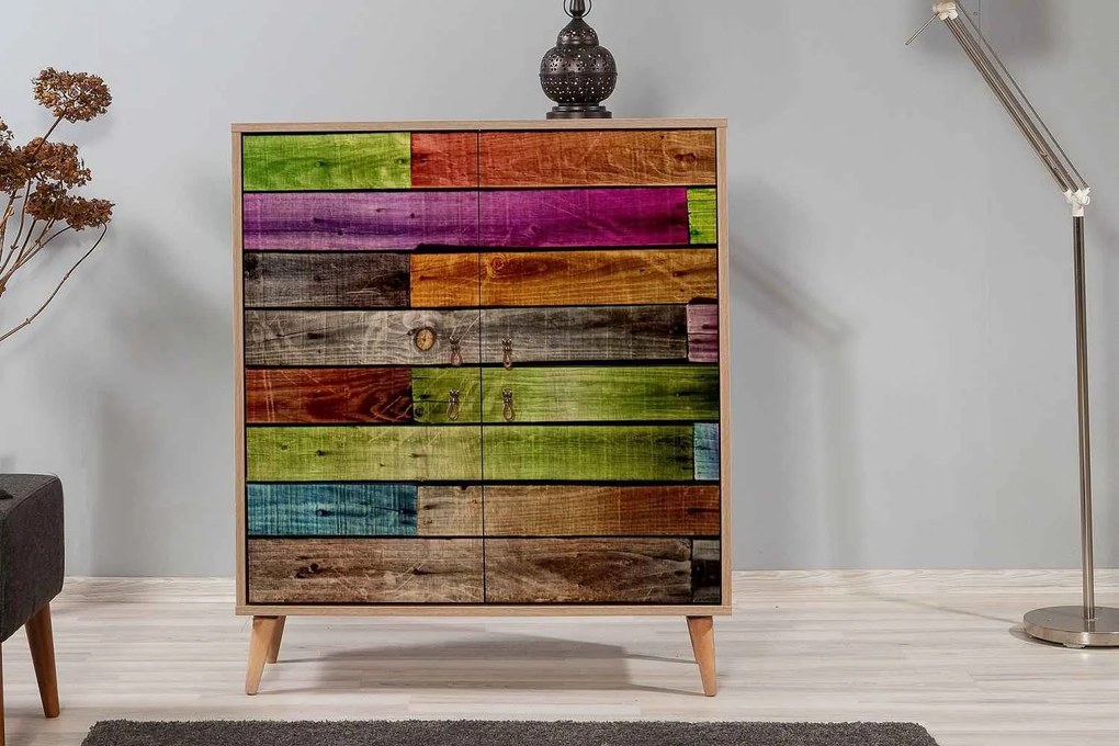 Designová víceúčelová skříň Vallissa 111 cm vzor dub