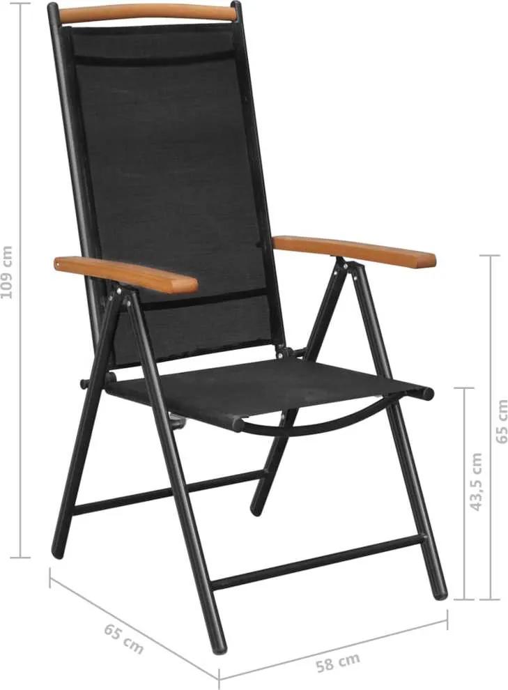 vidaXL Skládací zahradní židle 4 ks hliník a textilen černé [41733]