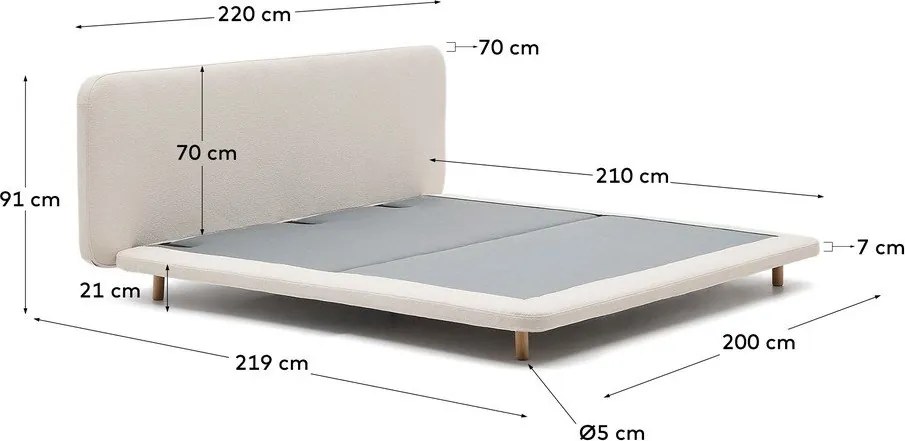 Béžová čalouněná dvoulůžková postel 180x200 cm Odum – Kave Home
