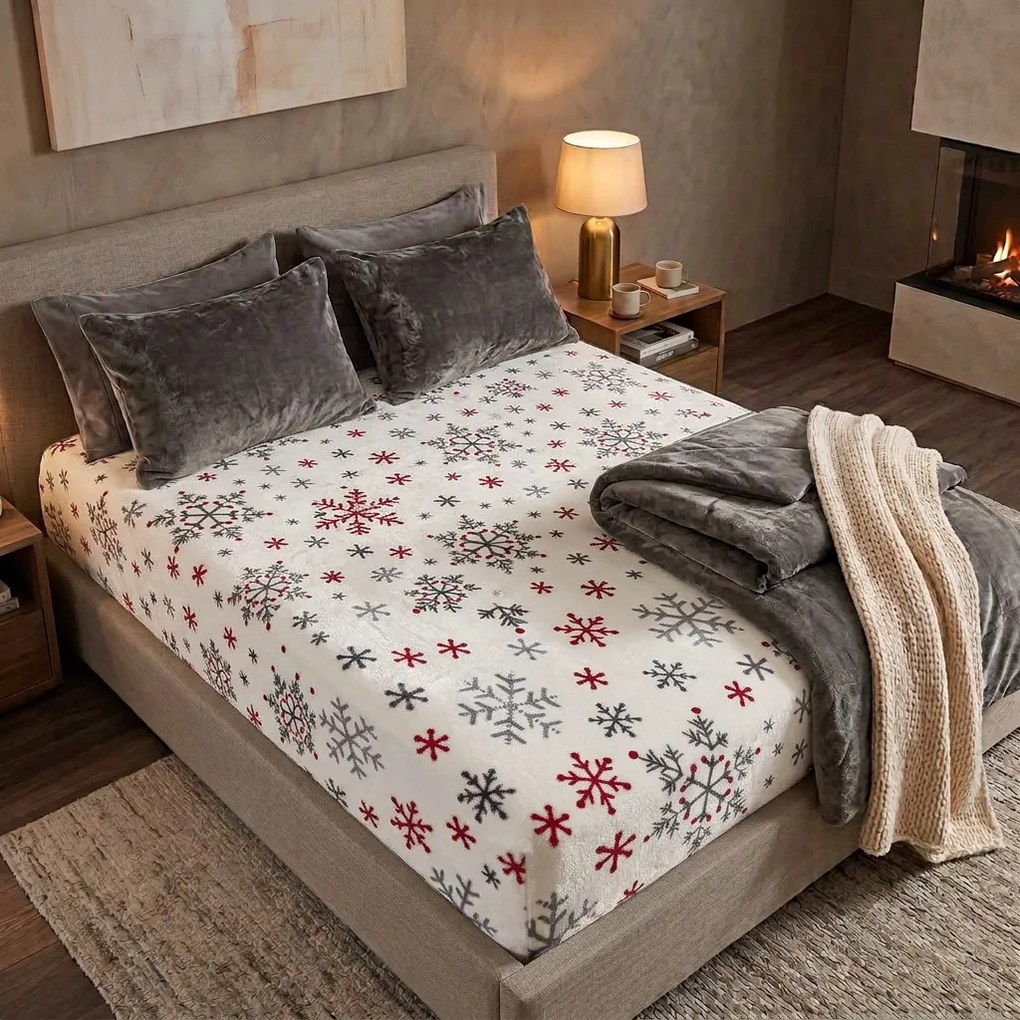 4Home Prostěradlo mikroflanel Snowflakes, 90 x 200 cm