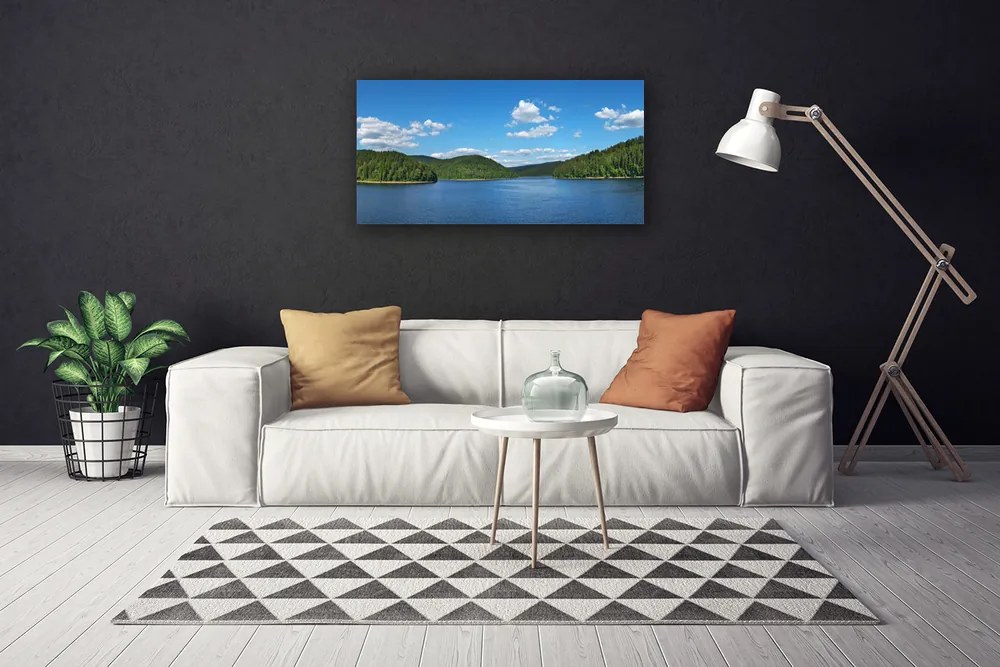Obraz na plátně Jezero Les Krajina 140x70 cm