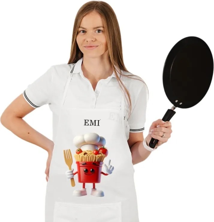 Kuchyňská zástěra Pasta EMI, Bílá