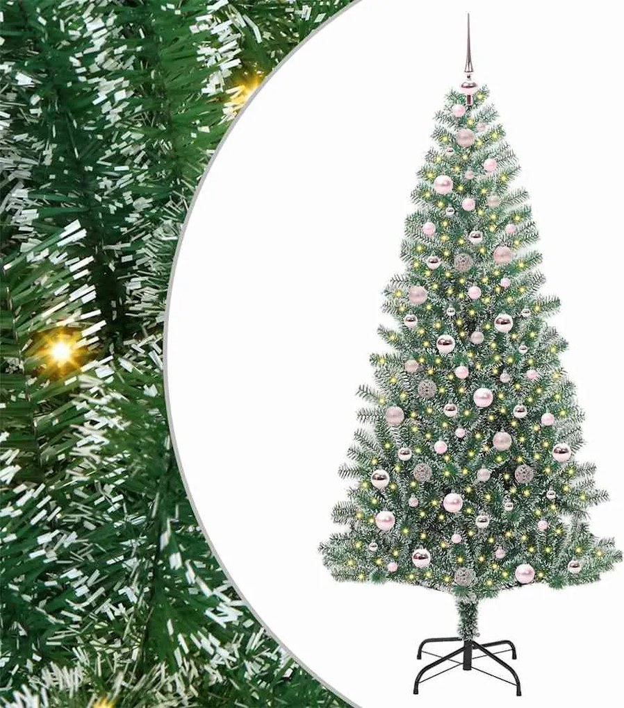 Umělý vánoční stromeček se sněhem a LED osvětlením 210 cm 3396826