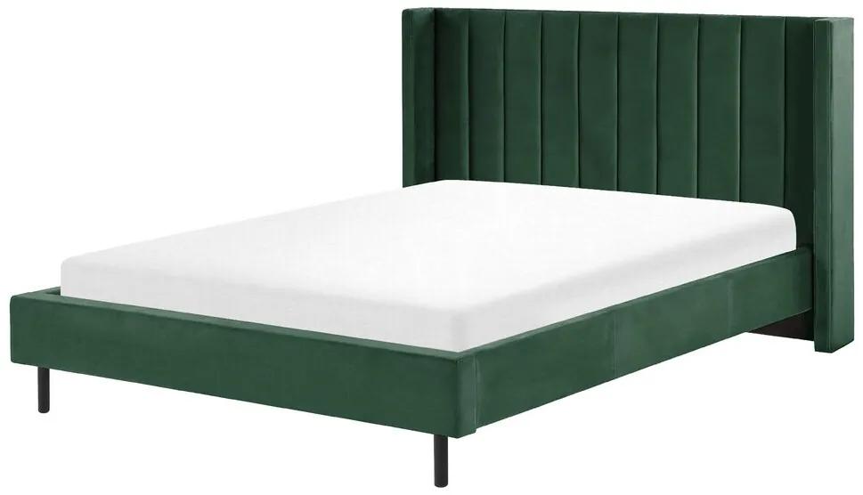 Sametová postel VILLETTE zelená 160x200 cm