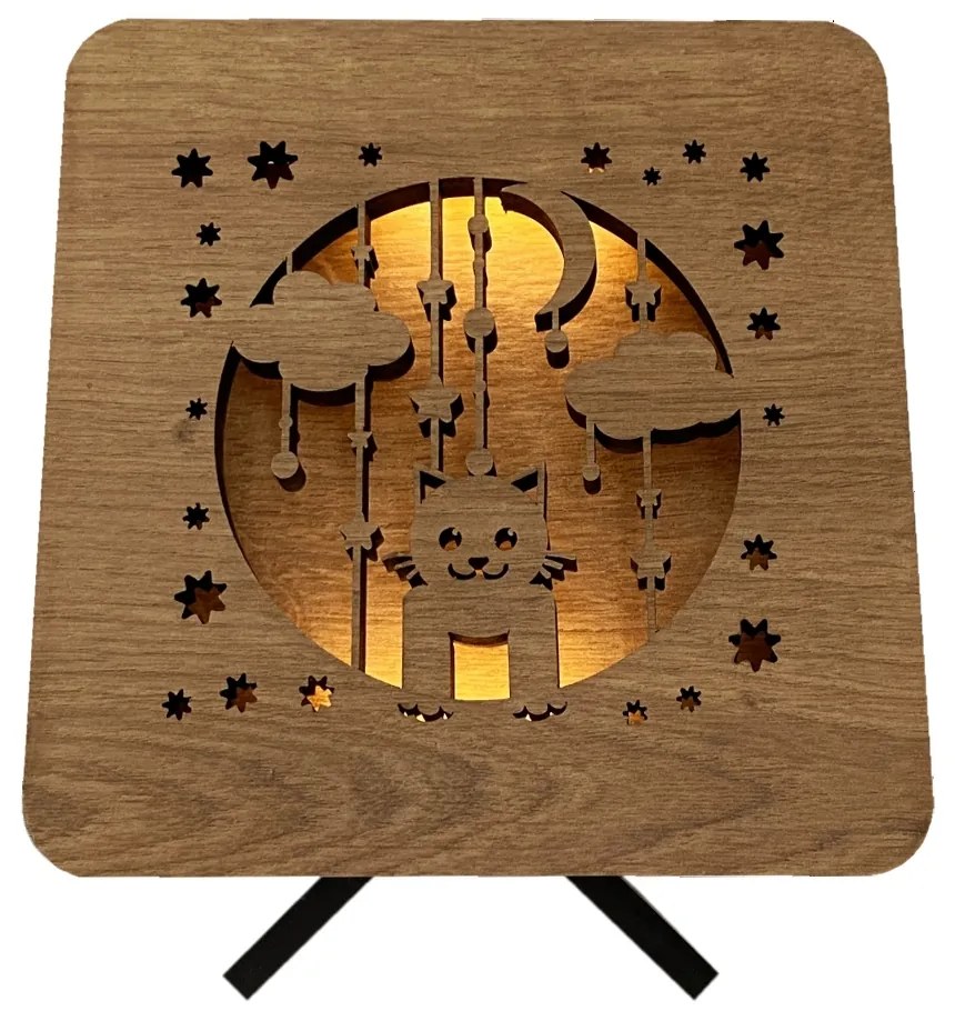 Li-Go "Kočička" lampa 19x19cm provedení povrchu: dub světlý