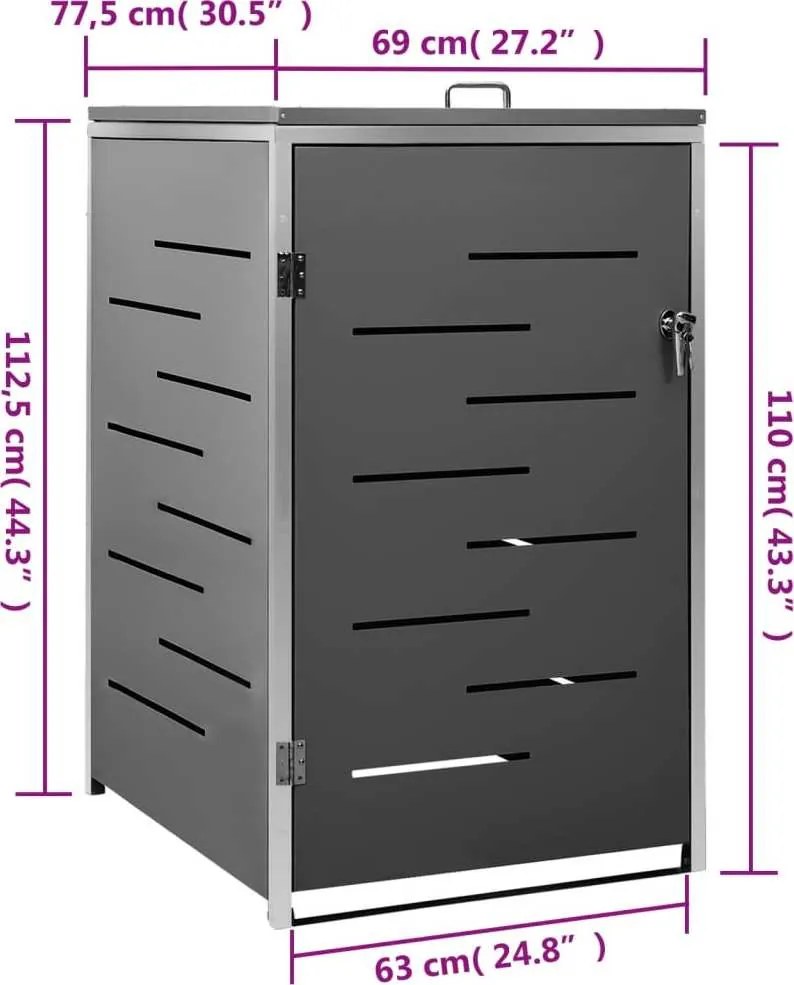 vidaXL Přístřešek na popelnici 69 x 77,5 x 112,5 cm nerezová ocel [149562] Barva: Oranžová