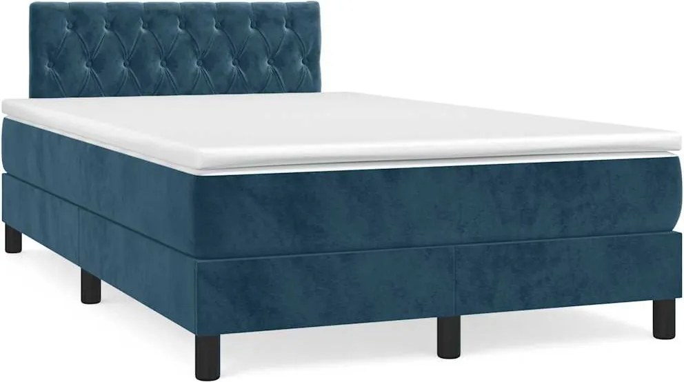 Box spring postel s matrací tmavě modrá 120x190 cm samet 3269859