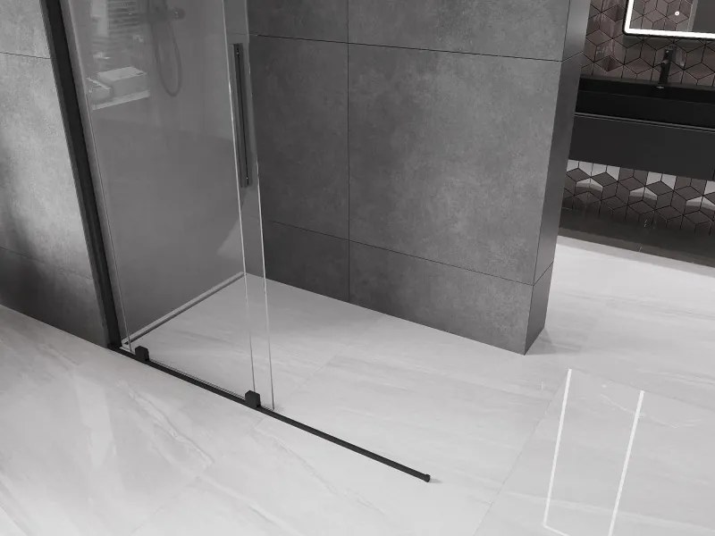 Mexen Velar, posuvné dveře do otvoru typ Walk-In 160 cm, 8mm čiré sklo, černá matná, 871-160-000-03-70