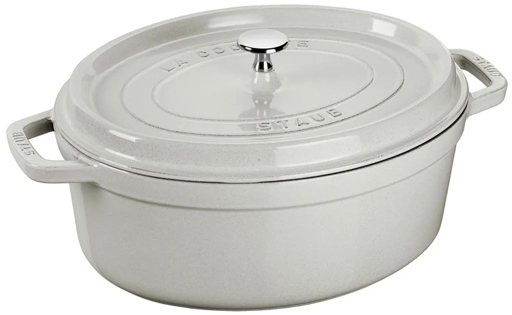 Staub Oválný litinový hrnec s poklicí Cocotte, bílý lanýž, 33 cm / 6,7 l 11033107