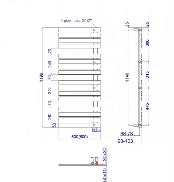Hopa Pop Star koupelnový radiátor 600 x 1820 mm klasické připojení barva zlatá RADPOP601884