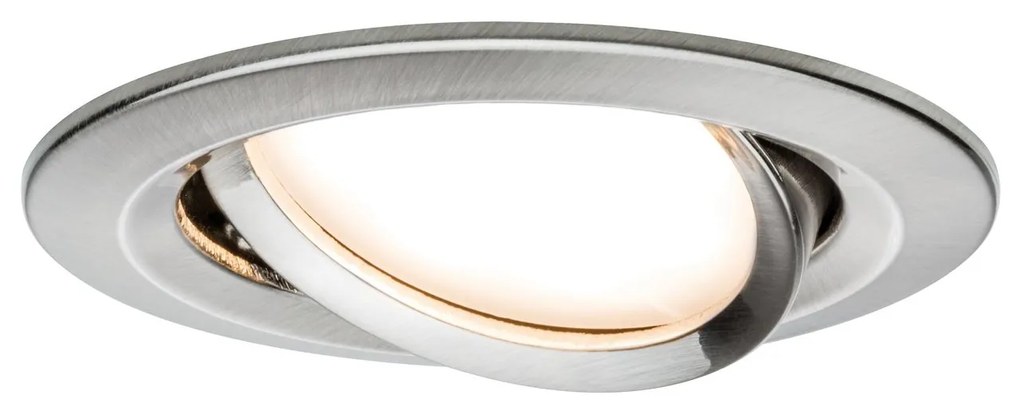 Paulmann 93447 LED Coin Nova round, set kulatých bodovek v úpravě broušená ocel, 3x6,5W LED 2700K, prům.8,4cm