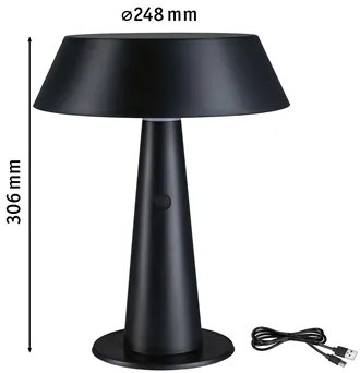 Paulmann 94612 Soala, černá solární lampička na baterii, 2,1W LED 2700K, výška 30,6cm, IP44