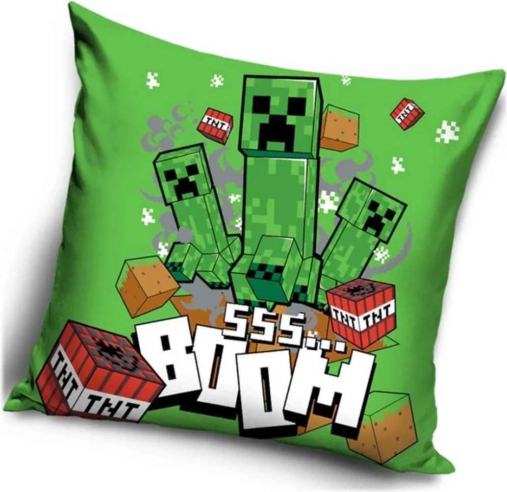 Velurový polštář Minecraft - motiv Creeper Boom | 40x40 cm