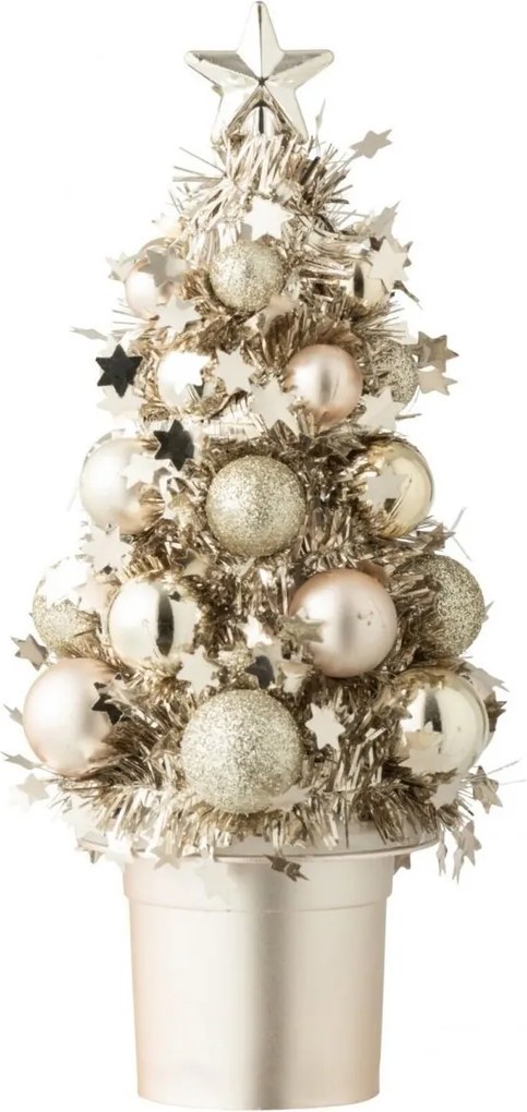 Champagne vánoční dekorace stromeček s ozdobami Chrism Bauble – 10*10*20,5 cm