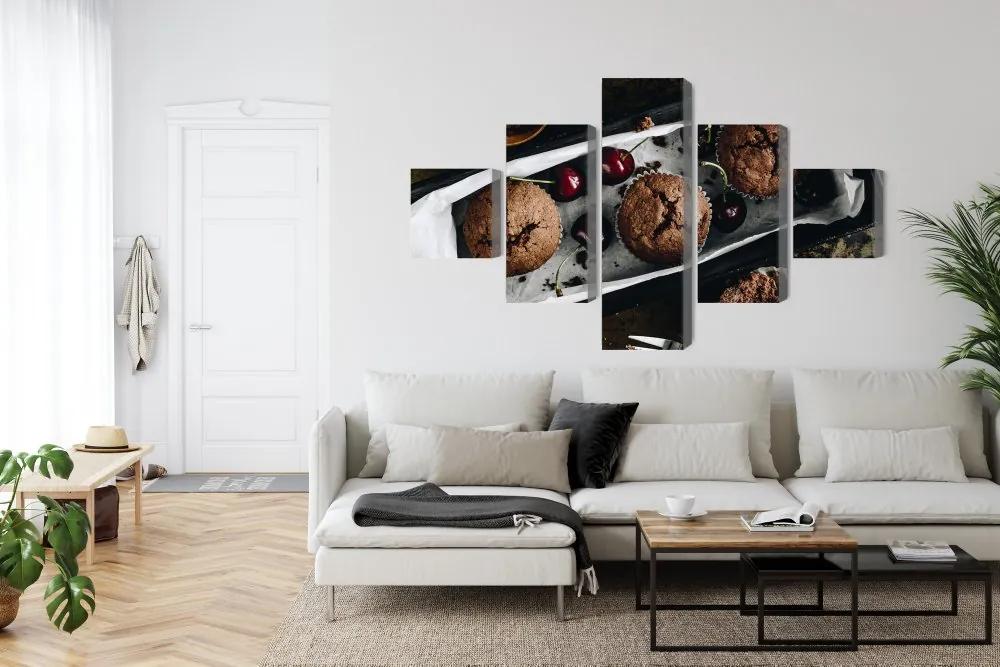 Vícedílný obraz Muffiny S Třešněmi Nedostatek Nedostatek Plátno Canvas 150x90