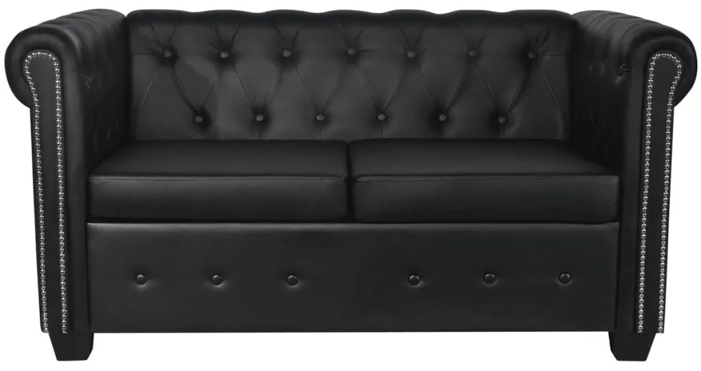 Chesterfield 2místná sedačka umělá kůže černá 242369