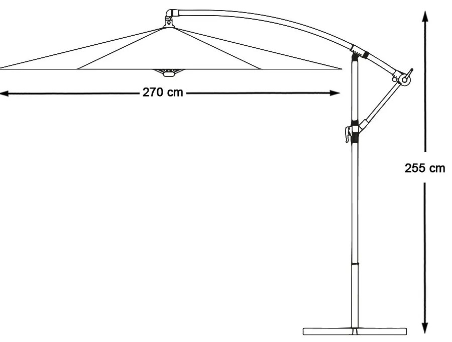 Závěsný slunečník 2,7 m, červený